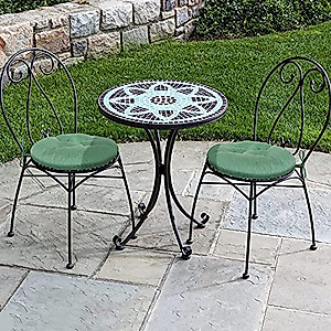 COZPLEN Outdoor Round Bistro Chair Cushions, 15 inch Round Seat Cushions for Outdoor Patio Chairs, Set of 2, Deep Green