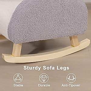 Dripex Childrens Rocking Chair, Upholstered Child Rocker, Kids Rocking Armchair with Solid Wood Legs, Kid Sofa Chair for Nursery, Playroom, Bedroom and Living Room (Pink)