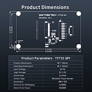 BIGTREETECH TFT35 SPI V2.1 Touch Screen Display 3.5 Inches Smart Controller Panel Use with CB1 + BTT Manta E3EZ / Manta M8P / Manta M4P / Manta M5P to Run Klipper