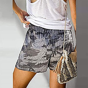 Women's Casual Elastic Waist Shorts Summer Solid Color Lounge Comfy Short Pants Lightweight Drawstring Beach Shorts (Grey 2,4X-Large)