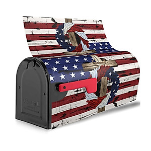 Patriotic American Flag Wreath Cross Mailbox Covers Magnetic Stars Stripes 4th of July Memorial Day Decorative Mailboxes Letter Box Cover 18x21 in for Outdoor Garden Yard Home Decor Outside