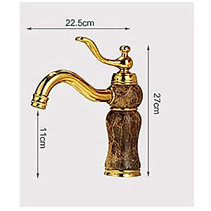 ShiSyan Y-LKUN Modern Double Basin Sink Hot and Cold Water Faucetgold Jade Bathroom Faucet Mixer Single Hole Sink Basin Faucet