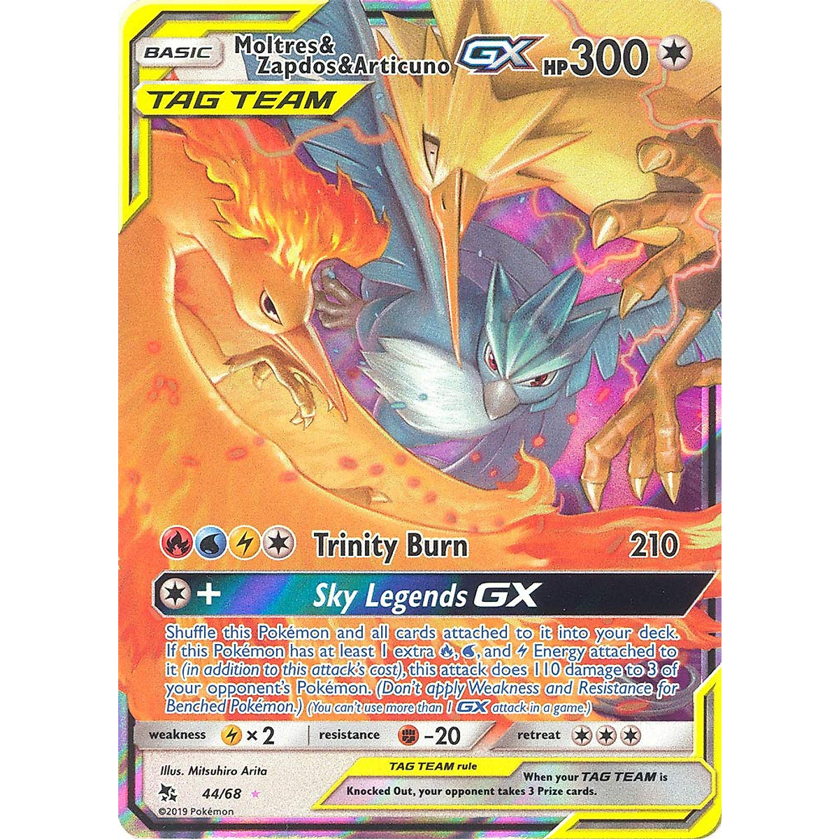 Moltres & Zapdos & Articuno Tag Team GX - 44/68 - Ultra Rare - Hidden Fates