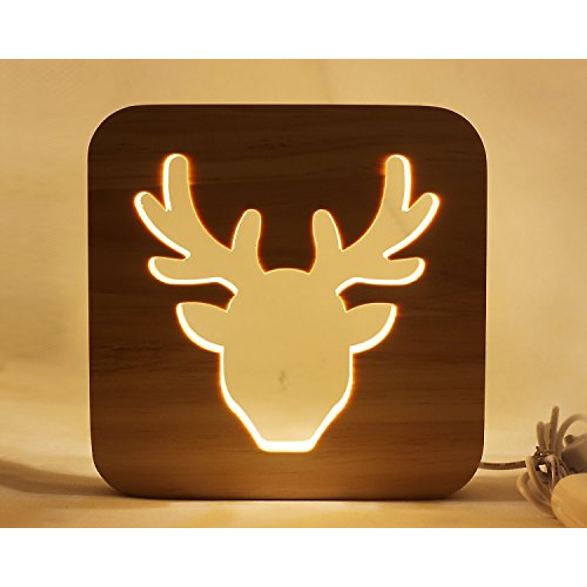 Led Baby Child Nursery Night Light Bedside Home Decor Lamp, Room Decor Night Lights for Kids and Adults, Lamps for Bedroom Living Room 3D Shadow Lamp-Deer