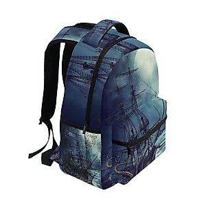 Kigai Pirate Ship Backpack, Everyday Commutes Backpack Perfect for Boys & Girls & Man & Women