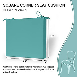 Wellsin Outdoor Chair Cushions for Patio Furniture - Patio Chair Cushions Set of 4 - Waterproof Square Corner Outdoor Seat Cushions 18.5"X16"X3", Teal