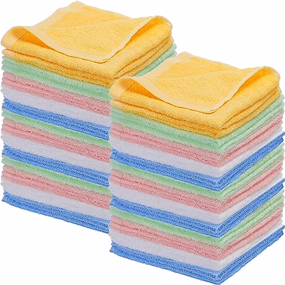 Newwiee 40 Pcs Wash Cloth Bulk Cotton Bath Hand Face Washcloths Soft Quick Drying Towel for Women Bathroom Washing Body Viscose Fiber Multipurpose Fingertip Rags(Vivid Color,12 x 12 Inch)