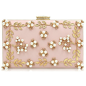 Milisente Women Clutches Pearls Evening Bag Clutch Purse Bags (Light Pink)