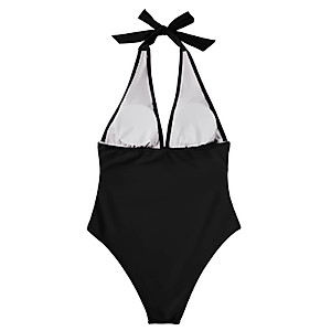 SUUKSESS Sexy One Piece Swimsuit Tummy Control Bathing Suits (Black, S)