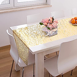 3 Pieces Gold Table Runner Metallic Glitter Table Cloths Roll Rectangle Polyester for Centerpieces Birthday Wedding Home Decor(12 x 84 Inch)