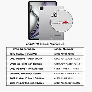 edaiser Swivel Keyboard Case for Apple iPad Air 11 inch 2024 & iPad Pro 11-inch (4th/3rd/2nd/1st Gen) & iPad Air 5th 4th Generation; Rotatable Cover with Pencil Holder, Trackpad, Backlit, Black