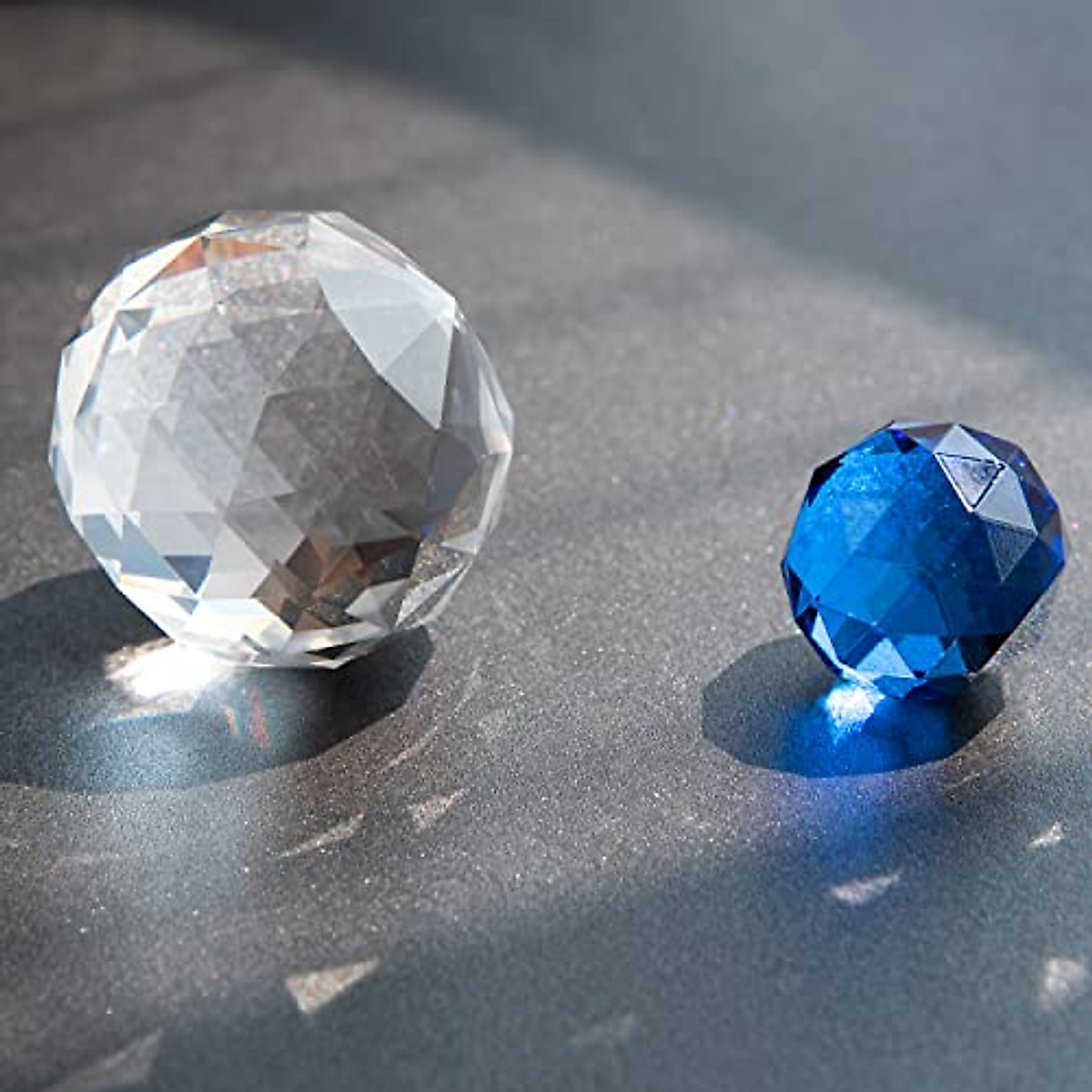 12 inch Gazing Ball Spiral Tail, Prefdo Stainless Steel Wind Spinner Stabilizer with 2 Glass Balls Prism and Hanging Swivel Hook for Outdoor Yard Garden Decoration(Royal Blue)