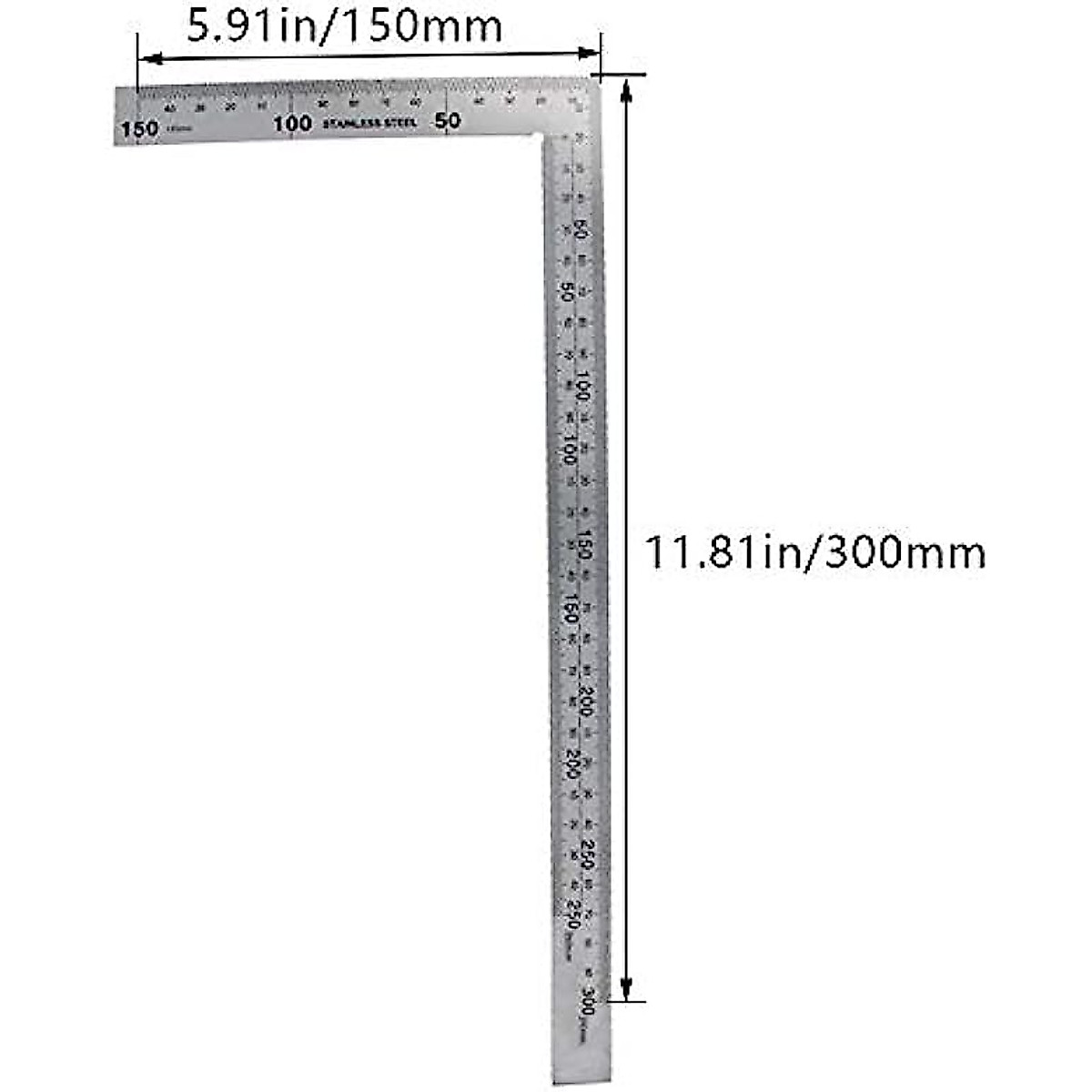 Utoolmart Right Angle Ruler, 150×300mm Stainless Steel L Shape Ruler, 90 Degree Square Tool, Framing Tools for Carpenters