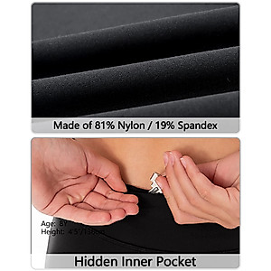 Stelle Girls Athletic Leggings Kids Dance Workout Running Yoga Pants with Hidden Pocket (Black, 12-13 Years)