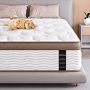 BedStory King Mattress - Made in USA - 14 Inch Hybrid Mattress Medium Feel, Individually Wrapped Coils for Pressure Relief & Motion Isolation, 80”x76”x14”