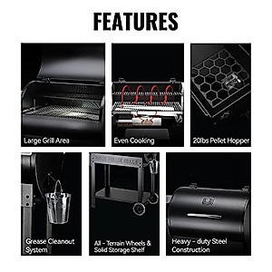 Z GRILLS Wood Pellet Grill BBQ Smoker for Outdoor Cooking with Meat Probe and Cover, ZPG-7002B Black