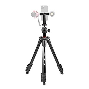 JOBY Compact Light Kit, Smartphone/Camera Tripod with Ball Head, Universal Smartphone Holder, Carrying Bag, for CSC, DSLR, Mirrorless Camera, Smartphone, Colour: Black, 1.5 Kg Capacity