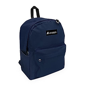 Everest Classic Laptop Backpack W/Side Pocket, Navy, One Size