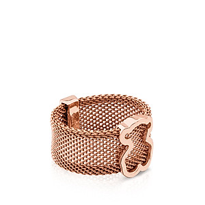 TOUS Icon Mesh 925 Rose Vermeil and IP Steel Ring
