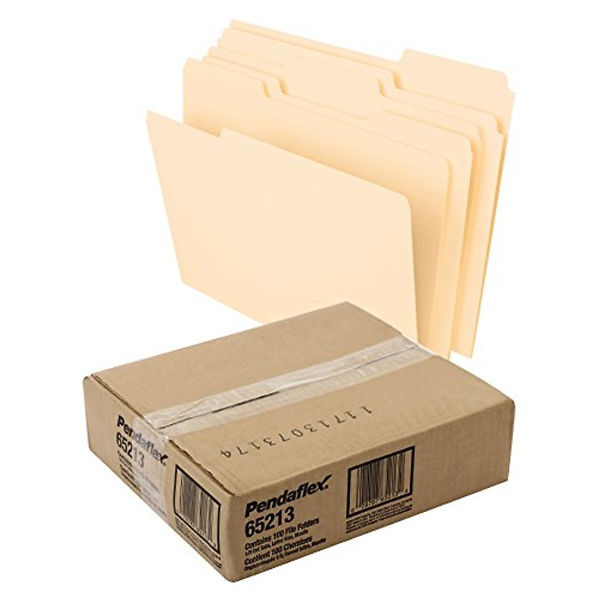 Pendaflex File Folders, Letter Size, 8-1/2" x 11", Classic Manila, 1/3-Cut Tabs in Left, Right, Center Positions, 100 Per Box (65213)