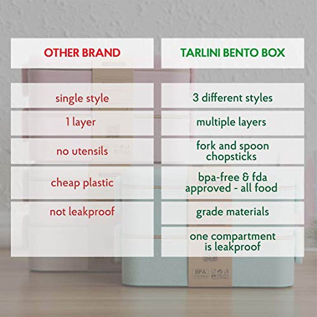 TARLINI | Premium Green Bento Box for Adults - 3-Stackable Containers - Ideal for Work & On-The-Go - Includes Utensil Set - Eco-Friendly Design - Lunch Box Containers for Healthy Meal Prep | 35 oz