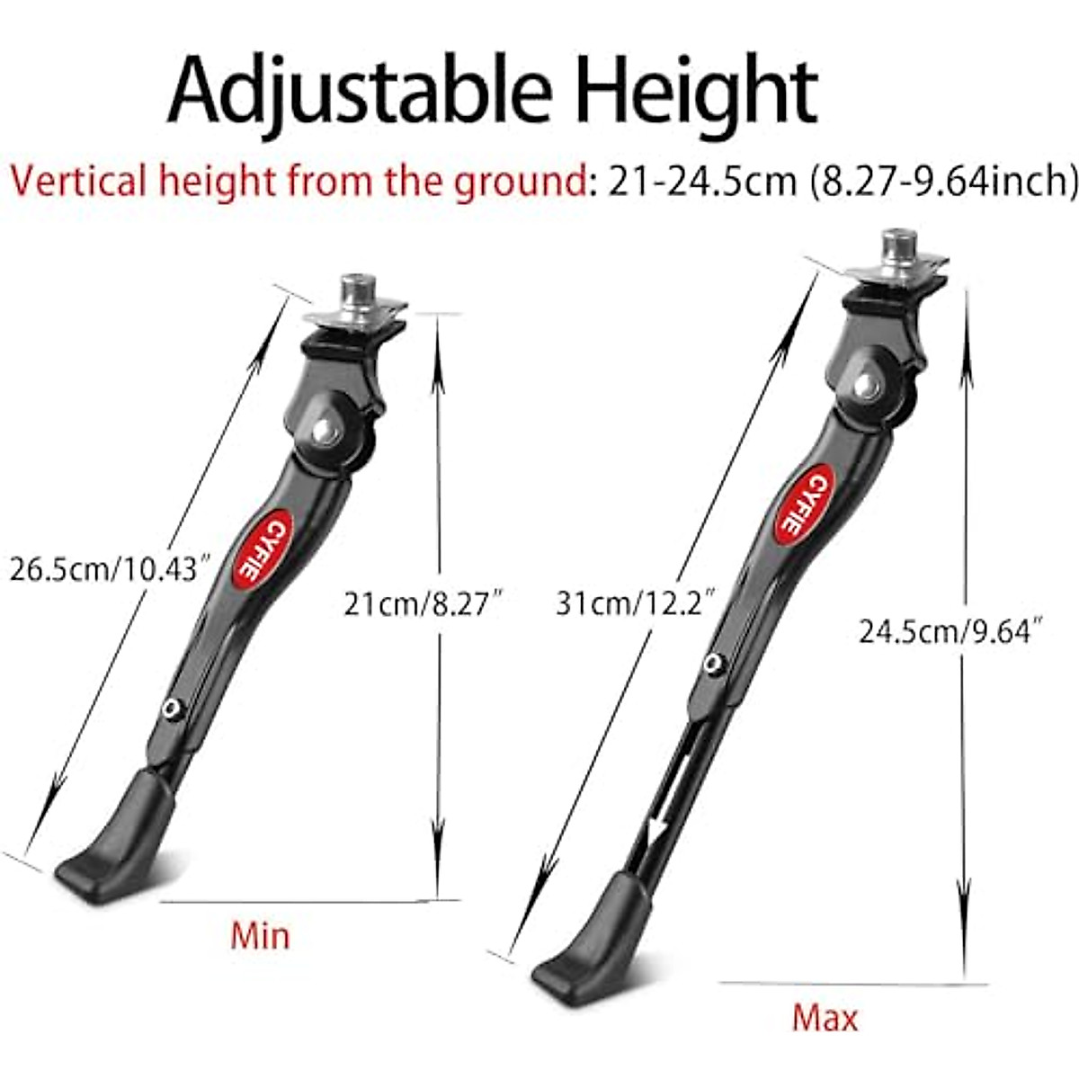Cyfie Bike Kickstand for 16 18 20 Inch Kids Adjustable Center Mount Bicycle Kickstands Bike Stand for 16-20inch Wheel Mountain Bike/Road Bicycle/Adult Bike/Sports Bike, Aluminum Alloy