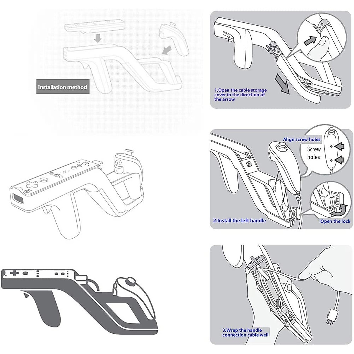 Arrocent Mario Kart Racing Wheel and Zapper Light Gun for Wii Wii U (Pack of 2, White)