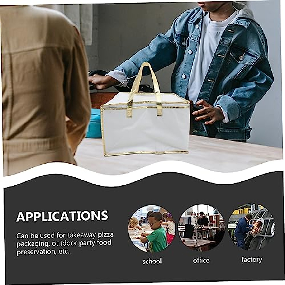 ULTECHNOVO Cake Insulation Bag Zip up Tote Bag Portable Heating Lunch Box Collapsible Picnic Basket Food Transport Tote Pizza Delivery Takeout Thermal Bag Food Pouch Food Storage Bag Barbecue