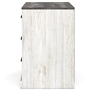 Signature Design by Ashley Shawburn Rustic 3 Drawer Chest of Drawers, White & Gray