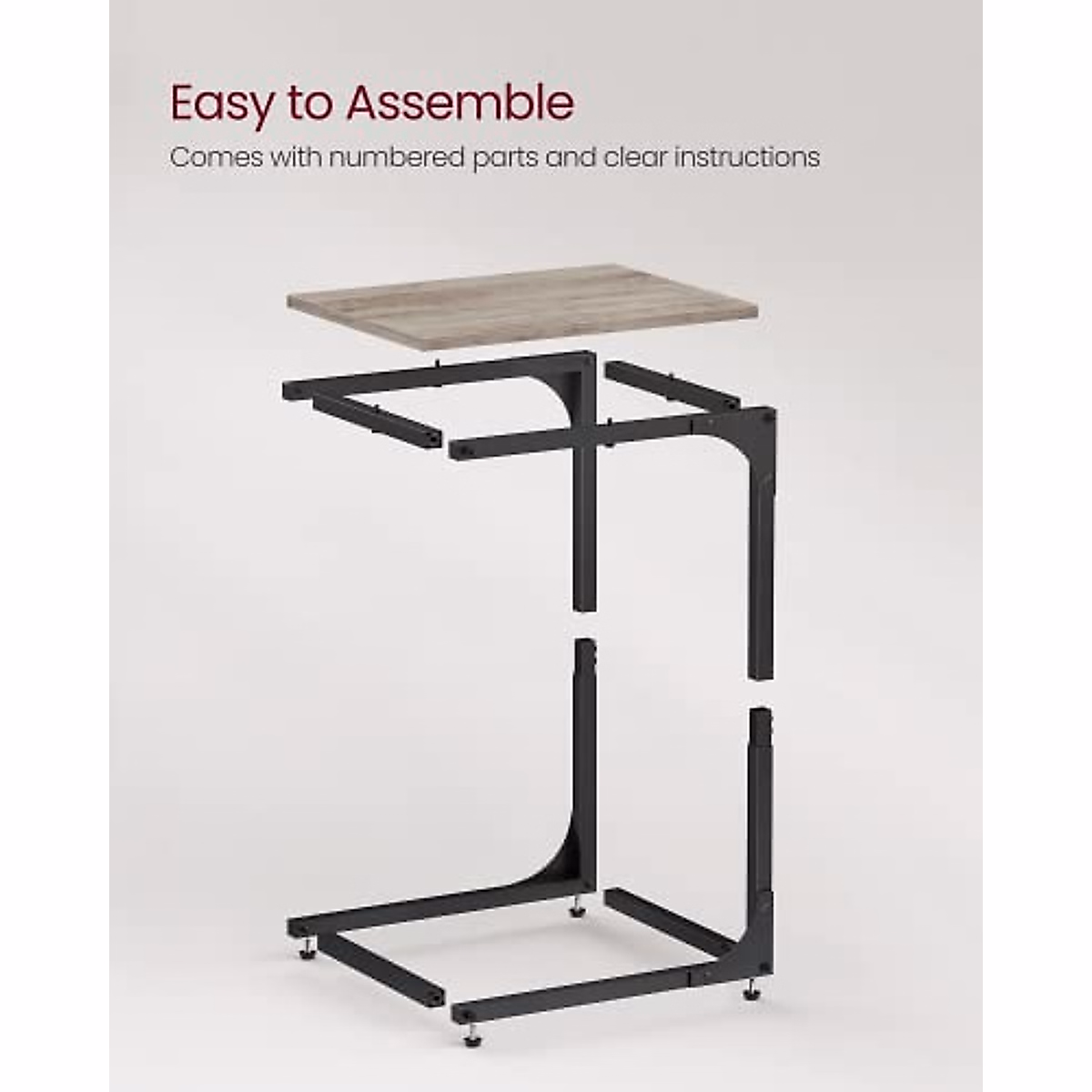 VASAGLE C-Shaped End Table Set of 2, Small Side Table for Couch, Sofa Table with Metal Frame for Living Room, Bedroom, Bedside, Greige and Black