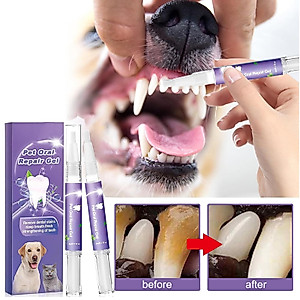 Pet Oral Repair Gel, Pet Oral Repair Gel for Dogs, Pet Oral Restoration Gel, Pet Teeth Whitening Pen, Targets Tartars, Without Brushing, Pet Breath Freshener Gel Care Cleaner (3 Pcs)