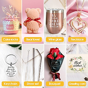 JETIKON Christmas Birthday Gifts for Mom Women My Favorite Child Gave Me This Wine Tumbler Necklace Sock Basket Best Grandma Gifts from Daughter Son Mother’s Day Gifts Boxes 12 Pack