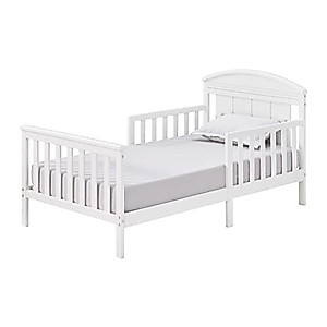 Oxford Baby Baldwin Wood Frame Toddler Bed with Guardrails and Arched -Headboard, Snow White