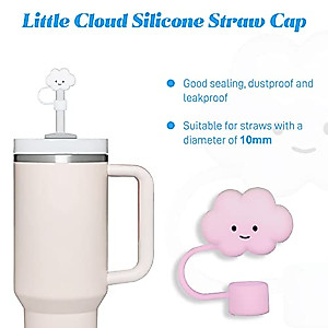 6 Pack Compatible with Stanley 30&40 Oz Tumbler, 10mm Cloud Shape Straw Covers Cap, Cute Silicone Cloud Straw Covers, Straw Protectors, Soft Silicone Cloud Shape Straw Lid for 10mm Straws