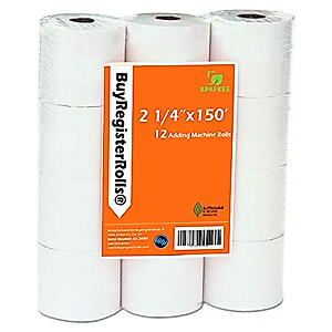 BuyRegisterRolls (12 Rolls) 2 1/4 x 150 ft White Adding Machine Tape Paper Rolls Premium One Ply Register / Adding Machine / Calculator Paper Rolls Printing Calculator 10 Key