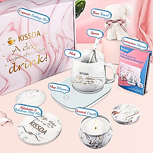 Coffee Mug Warmer, Coffee and Mug Warmer for Desk Auto Shut Off, Candle Cup Warmer with Heated Coffee Mug, Coffee Warmer with Mug Set for Tea Milk, Birthday Gifts for Women Mom Girl