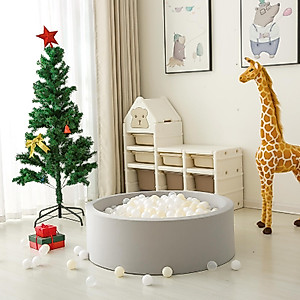 GOGOSO Ball Pit Balls 100 - Soft Plastic Balls for Babies Toddlers Kids Children with Storage Bag for 1 2 3 Years Old, 3 Colors (100 Balls) White Beige Transparent