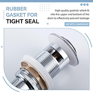 Bathroom Sink Drain Chrome, Angle Simple Brass Sink Stopper with Overflow, Pop Up Darin Assembly