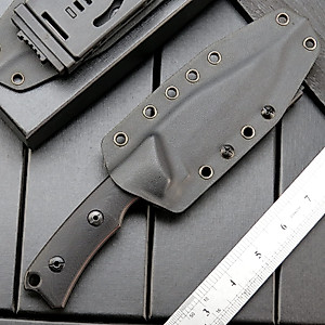 Eafengrow EF124 Fixed Blade Knife 14c28n Steel Blade Coated Black Titanium, G10 Handle Fixed Knife for Outdoor Camping Hunting Survival EDC Tool Knives with Kydex Sheath(Black)