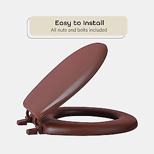 Soft Standard Vinyl Toilet Seat, Chocolate - 17 Inch Soft Vinyl Cover with Comfort Foam Cushioning - Fits All Standard Size Fixtures - Easy to Install Fantasia by Achim Home Decor