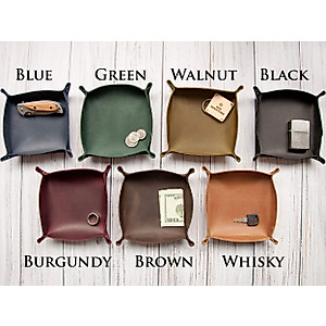 Customized Leather Valet Tray Monogrammed Valet Tray Catch All Leather Gift for Men Christmas Gift for Him Engraved Leather Tray Personalized Leather Desk Organizer Work from Home Gift