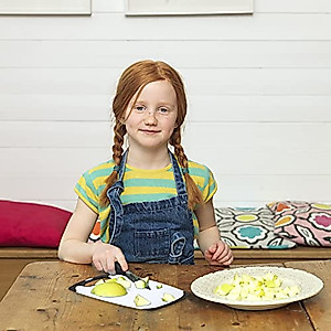 KUFUNG Kitchen Kids Cutting Board - Juice Grooves with Easy-Grip Handles, Non-Porous, Dishwasher Safe (S, Black)