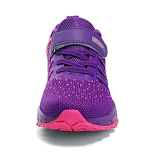 KUBUA Kids Sneakers for Boys Girls Running Tennis Shoes Lightweight Breathable Sport Athletic Purple B Big Kid Size 2