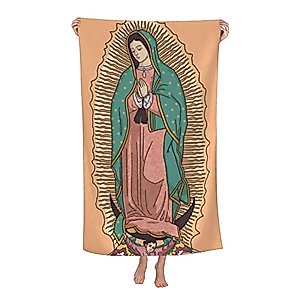 Our Lady of Guadalupe Virgin Mary Adult Beach Towels Divine Miracle Virgin Mary Bath Towel Decoration Bathroom/Kitchen 52x32 Inches