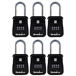 SimbaLux Combo Realtor Lockbox Quality 4 Digit Numeric Combination Real Estate Lock Box, 6-Pack