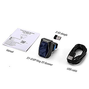 Upgraded Eyoyo 2D Ring Barcode Scanner Bluetooth, USB Wired & 2.4G Wireless & Bluetooth Mini Wearable Bar code Scanner, 1D 2D QR Image Barcode Reader PDF417 Data Matrix for iPhone, Andriod, Tablet, PC