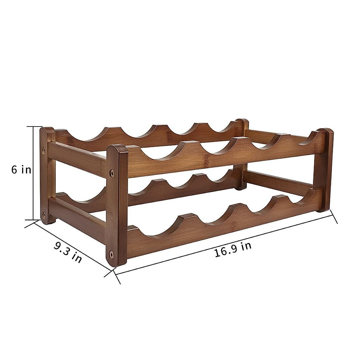 PAMISO 2-Tiers Wine Rack, 8-Bottles Bamboo Wine Stand Holder Wine Rack Countertop for Pantry, Kitchen, Bars, Wine Cellar