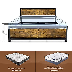 Codesfir Full Size Bed Frames with Wood Headboard and Footboard, Heavy Duty Platform Bed Frame with Storage, No Box Spring Needed, Solid and Stable, Noise Free, Easy Assembly, Vintage Brown