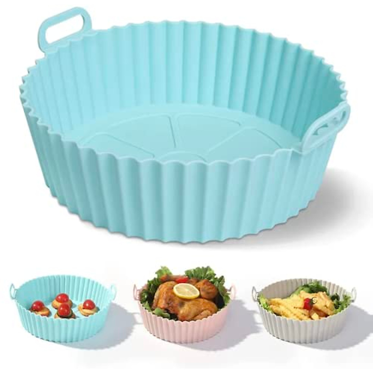 Air Fryer Silicone Liner, Non-Flammable and Non-stick Parchment Paper Replacement, Keep Air Fryer Clean, Fits 3QT - 5 QT… (Pink)