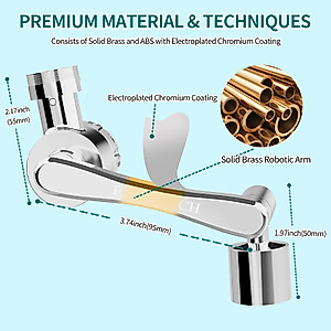 EXSSRACH 1080° Rotating Faucet Extender with Filter Cotton, Multifunctional Swivel Extension Robotic Arm Sink Aerator for Kitchen/Bathroom, 2 Water Outlet Modes, Silver